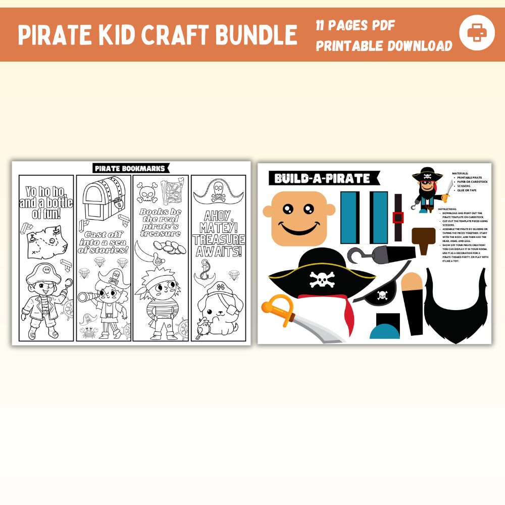 Pirate Kid Craft Printable Bundle – Peculiar Green Rose