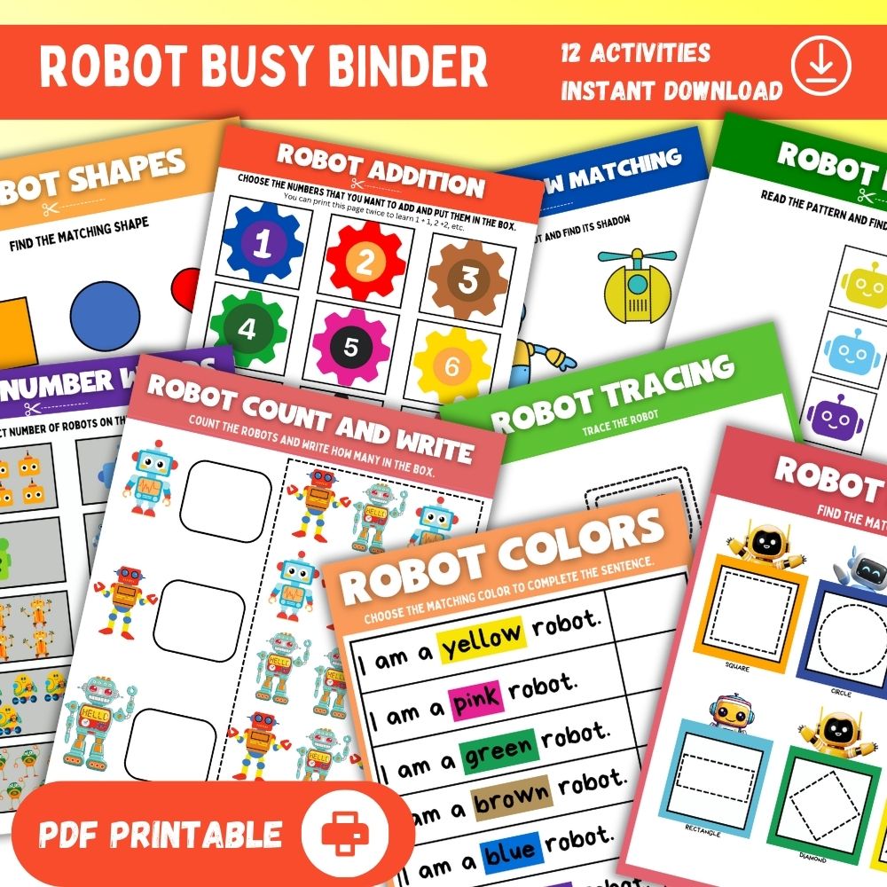 Robot Busy Binder Printable – Peculiar Green Rose