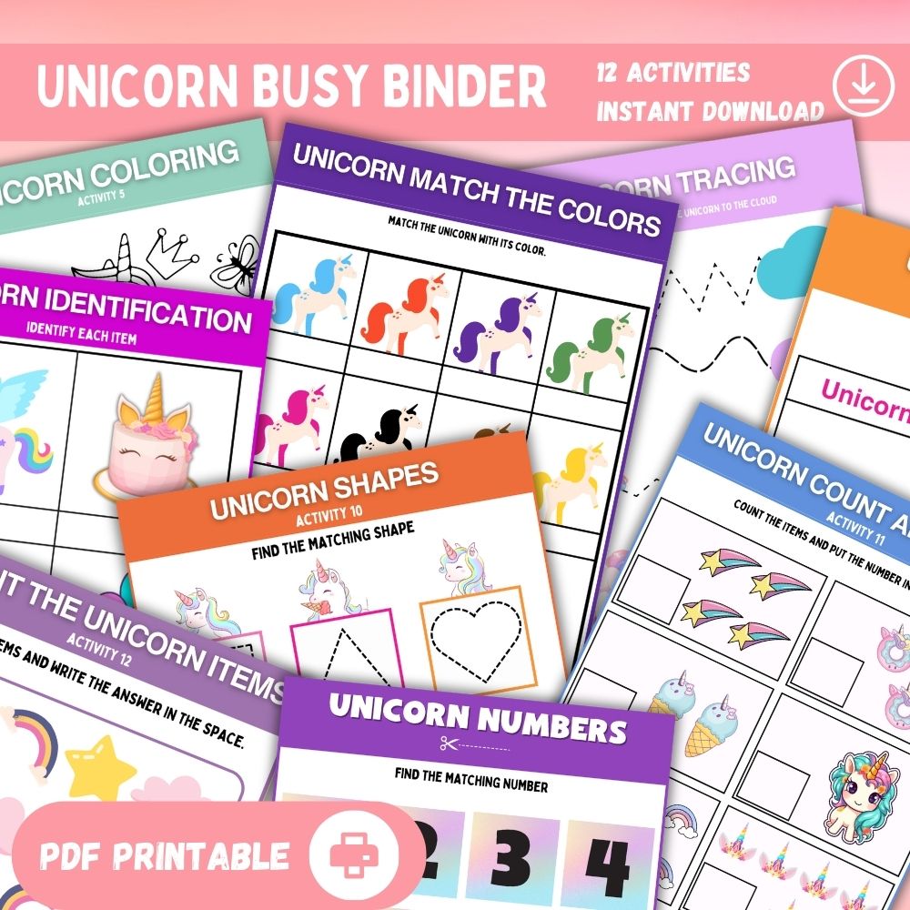 Unicorn Busy Binder Printable – Peculiar Green Rose