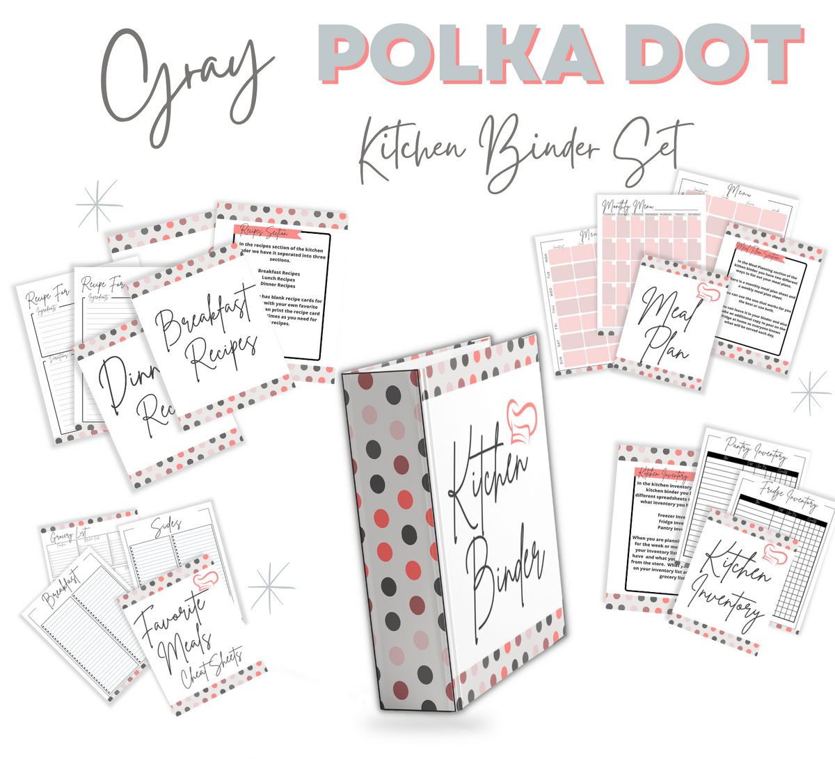 Gray Polka Dot Recipe Binder – Peculiar Green Rose