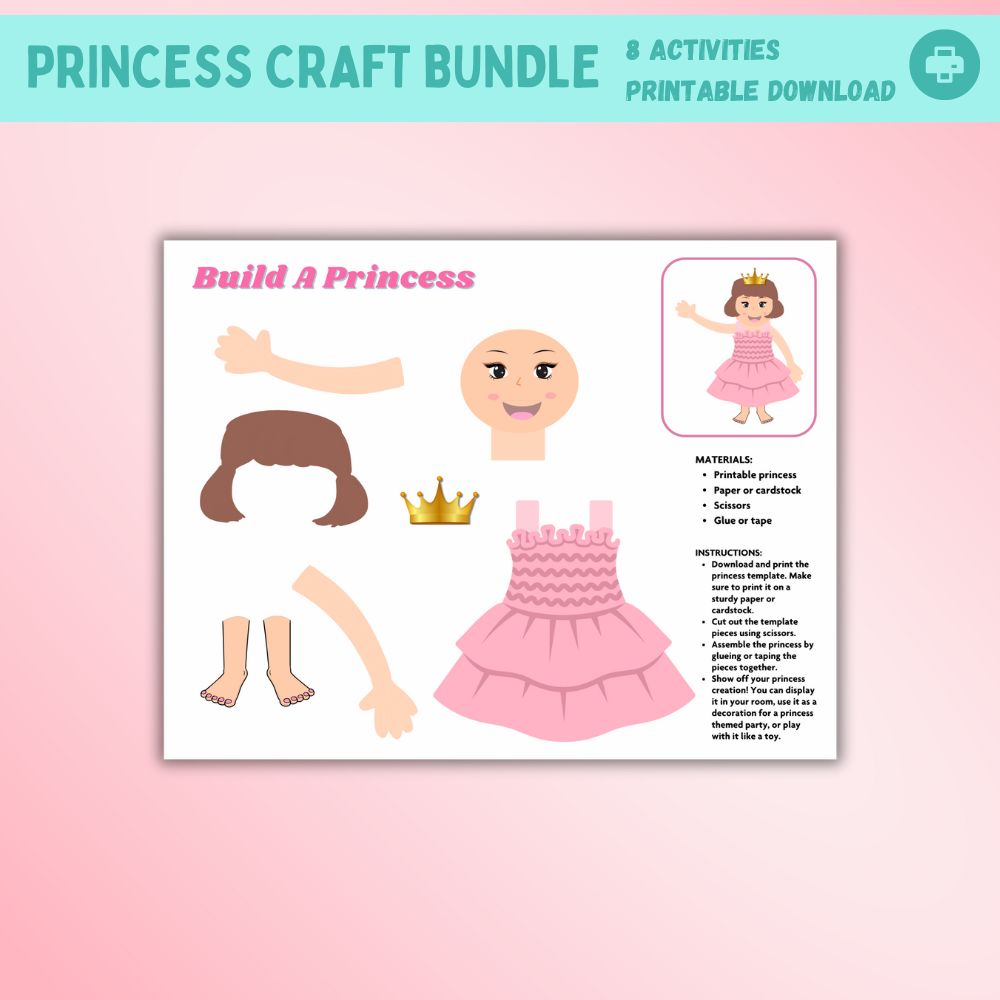Princess Kid Craft Printable Bundle – Peculiar Green Rose