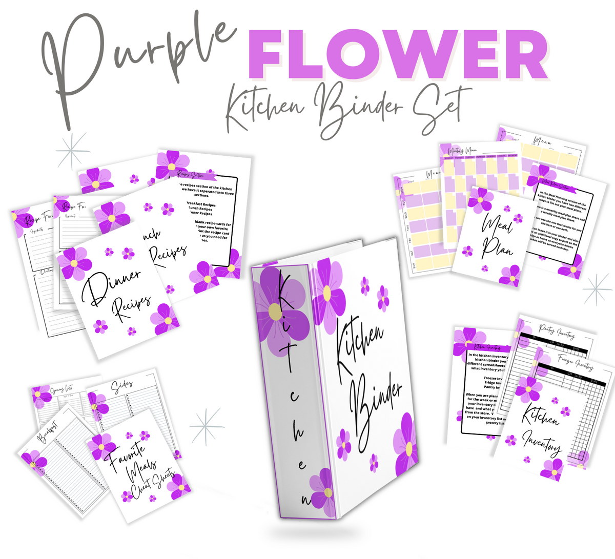 Purple Flower Recipe Binder – Peculiar Green Rose